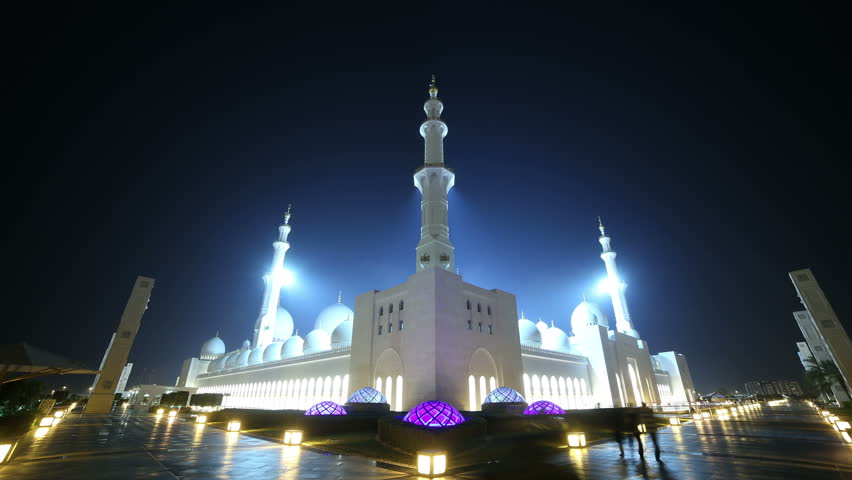 Aerial Time Lapse Of A Beautiful Bawshar Mosque At Sunset In Muscat ...