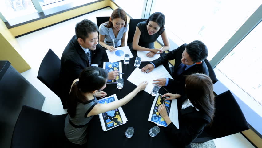 Smart Successful Team Asian Chinese Banking Executives Meeting City ...