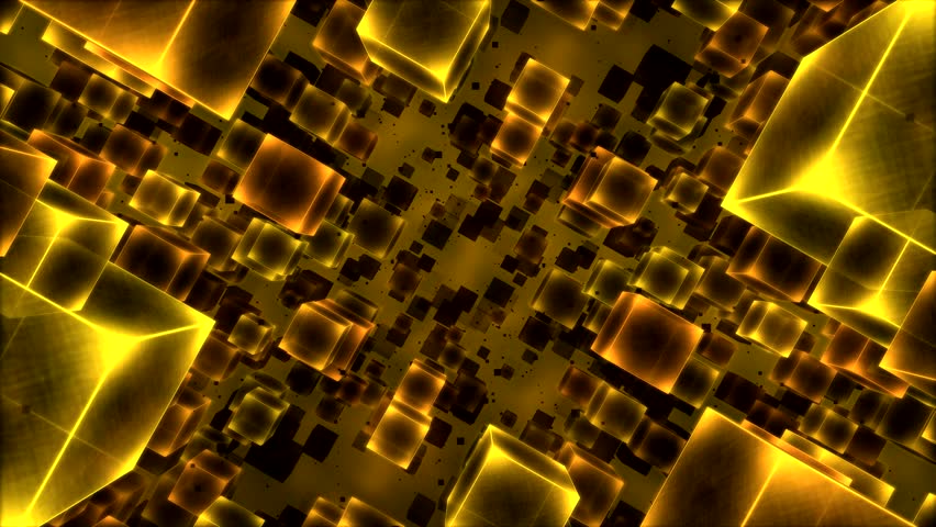Rotating Glowing Cube Animation - Loop Golden Stock Footage Video ...