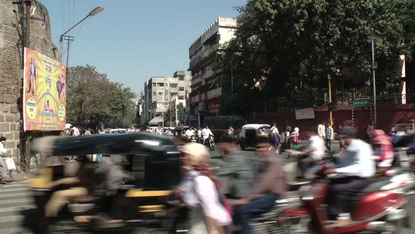Stock video of crowded street & traffic in pune | 6944794 | Shutterstock