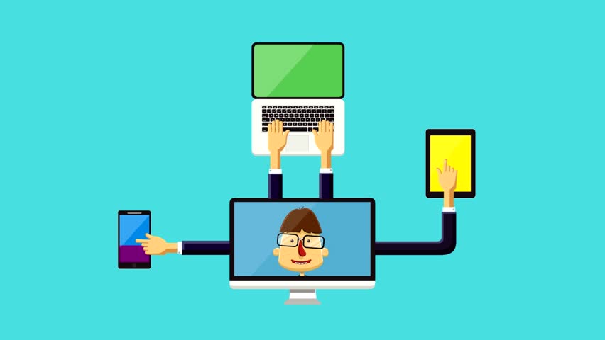 Flat Design Various Devices Animated Stock Footage Video (100% Royalty ...