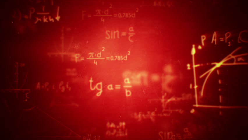 คลิปวิดีโอสต็อกของ Floating mathematical formulas loop animation. Red ...