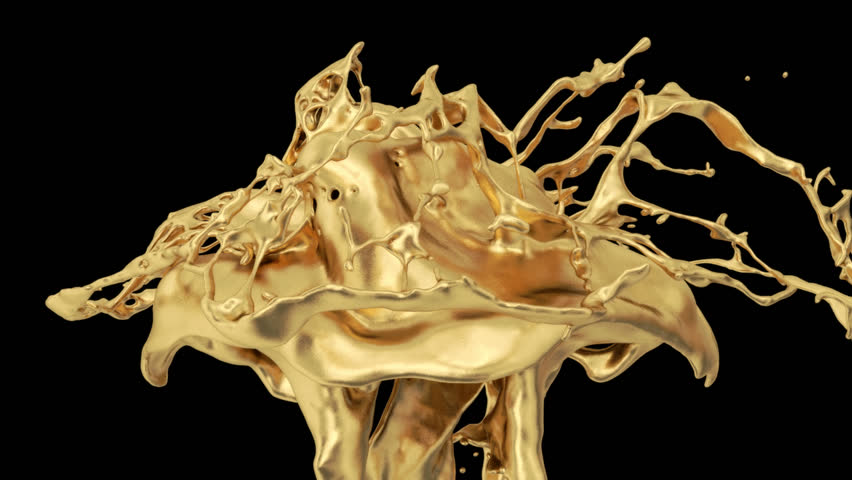 Liquid Gold Splashes In Slow Motion, Isolated On White (FULL HD) Stock ...