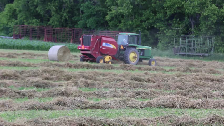Farm Tractor With Round Baler Stock Footage Video 166216 | Shutterstock