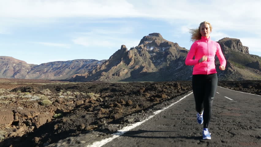 Runner Woman Tying Running Shoes Going On Run. Jogging On Mountain Road ...
