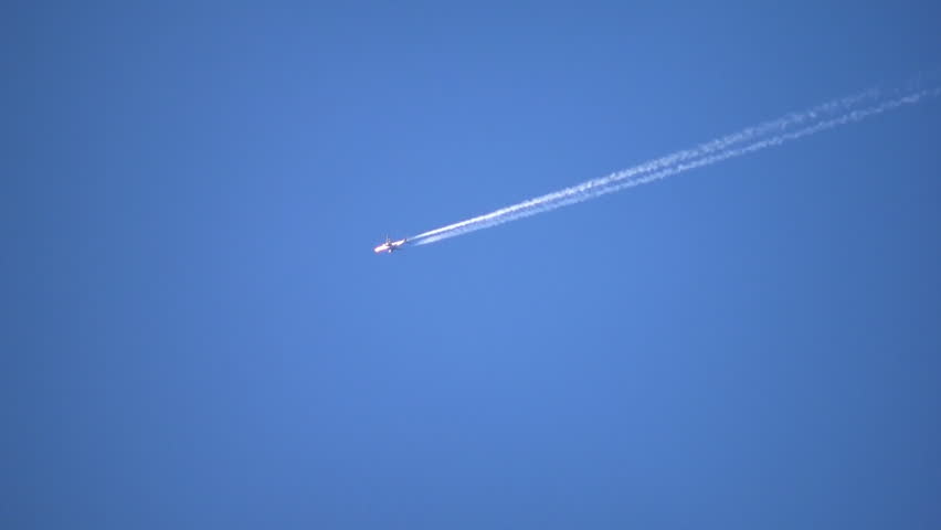 Airplane Flying Across Clear Sky. Stock Footage Video (100% Royalty ...