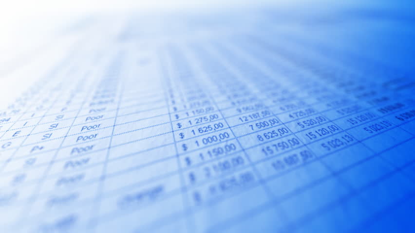 Stock Video Clip of Business spreadsheet closeup with moving focal ...