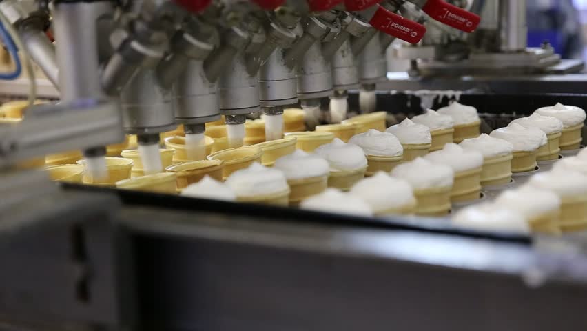 Automatic Production Line For Ice Cream. Modern Equipment At The Food ...