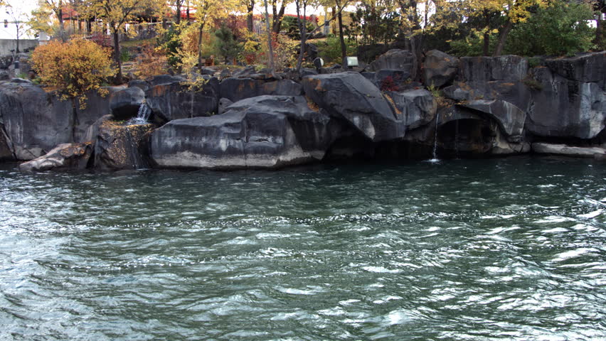 Water Pollution With Garbage, Plastic And Human Waste Waterfall In ...