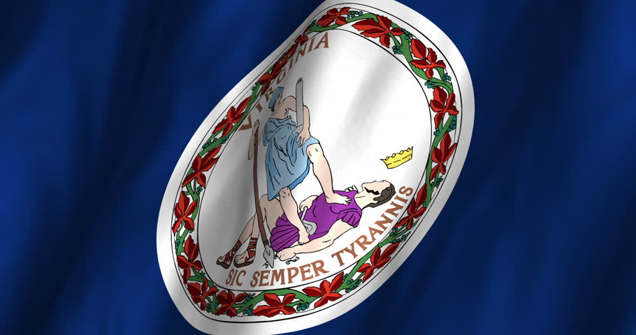 US State Flag Of Virginia Gently Waving In The Wind. Seamless Loop With ...