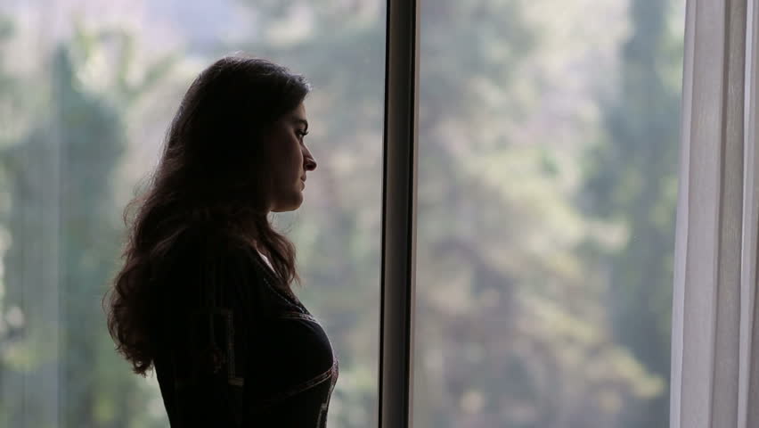 Sad And Upset Young Woman Looking Out Of The Window: Sadness ...