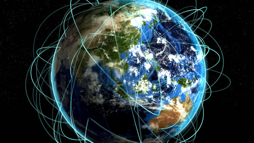 Zooming Out From The Global Network Growing On The Earth Map. Business ...