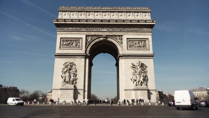 The Arc De Triomphe, Shot From The Roundabout At Ground Level With ...