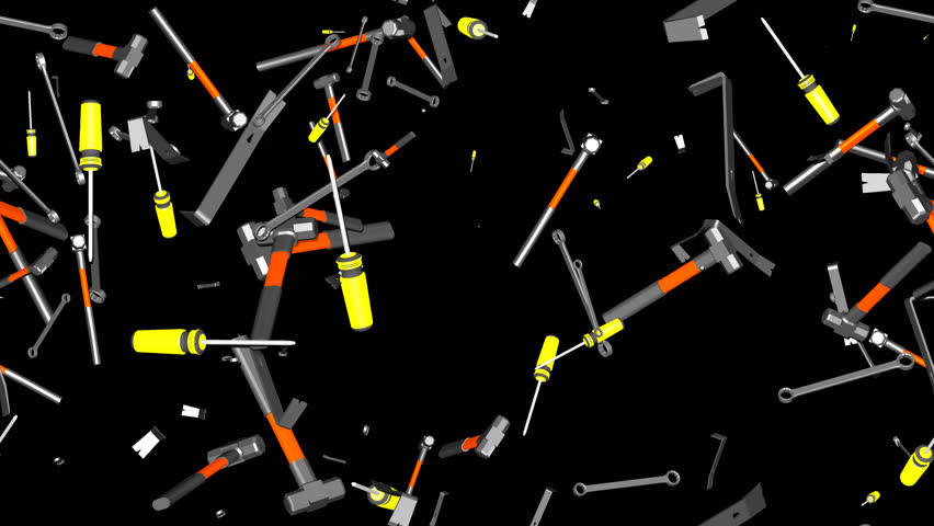 Stock Video Clip of Hardware tools rotating, seamless looping computer ...