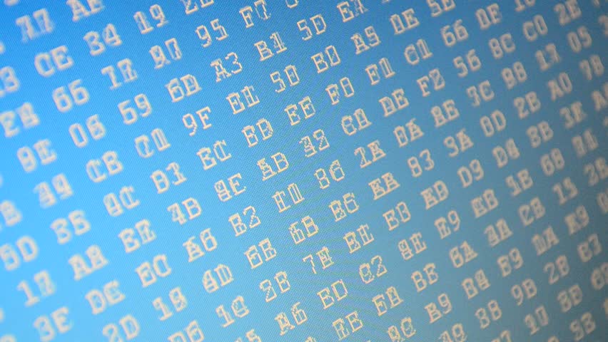 Hexadecimal Program Code On Screen Animated Background Of Moving Binary Code Numbers Stock