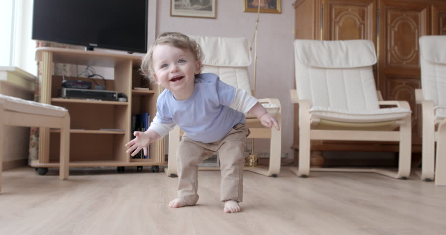 One Year Old Baby Standing Up On His Own Stock Footage Video 9460937 ...