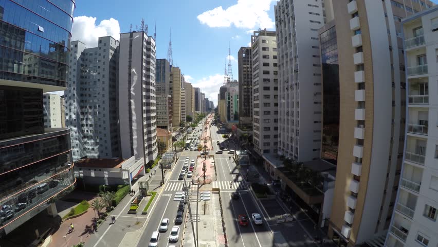 Aerial View Of The Famous Avenida Paulista (Paulista Avenue) In Sao ...