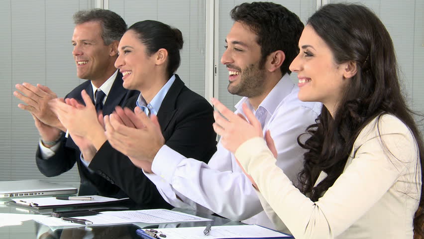 Happy Smiling Business Team Clapping Stock Footage Video (100% Royalty ...