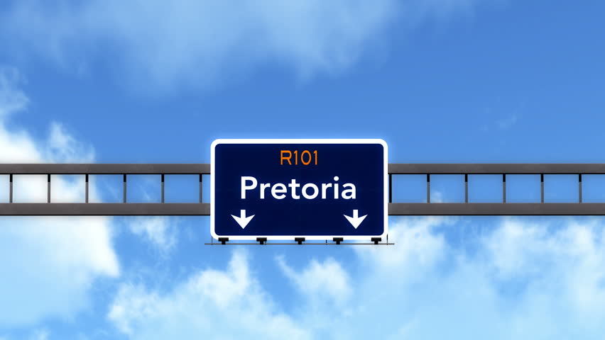 4K Passing Under Pretoria South Africa Highway Sign With Matte ...